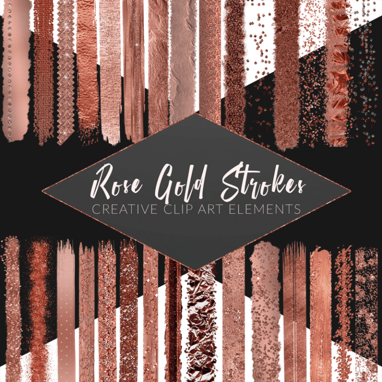 Rose Gold Brush Strokes Clip Art Set - PrettyWebz Media Business ...