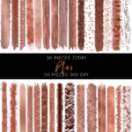 Rose Gold Brush Strokes Clip Art Set - PrettyWebz Media Business ...